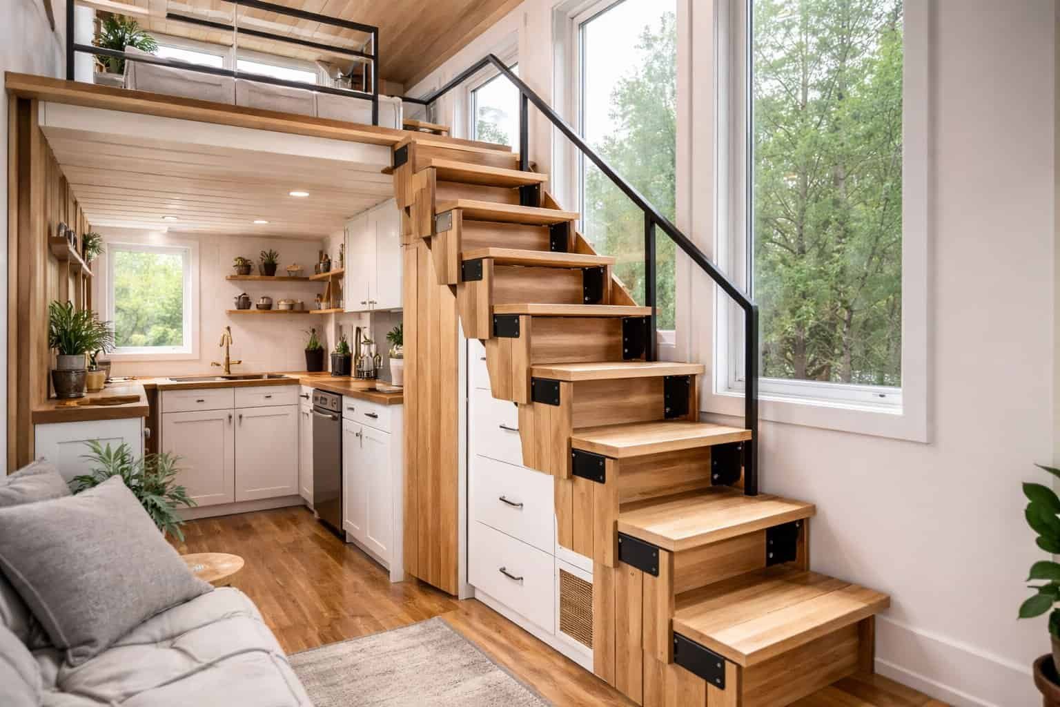 Collapsible Stairs for Tiny House: Space-Saving, Safe & Smart Loft ...
